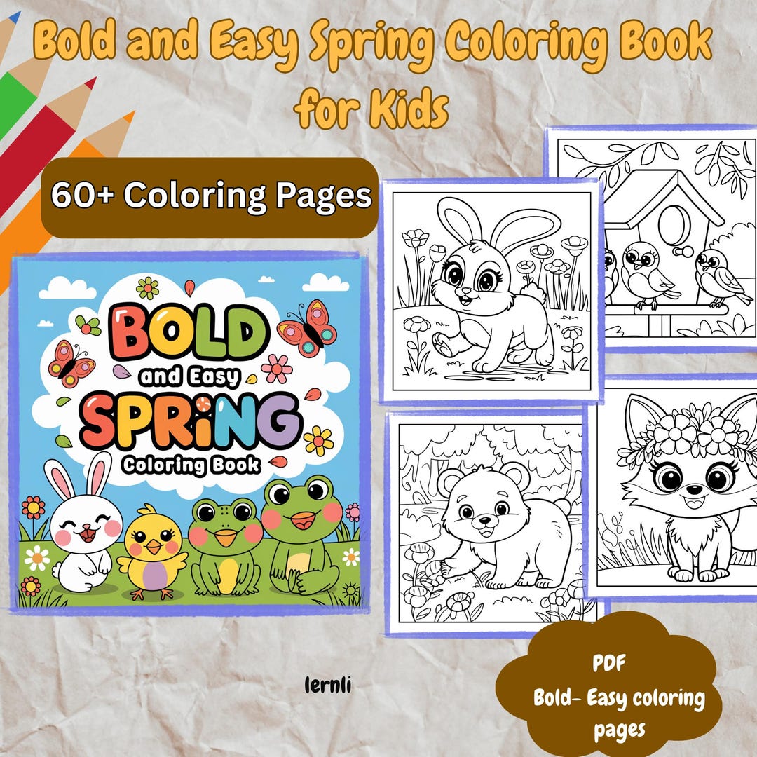 Bold Easy Spring Coloring Pages for Kids | Easter Animals Activity Book ...