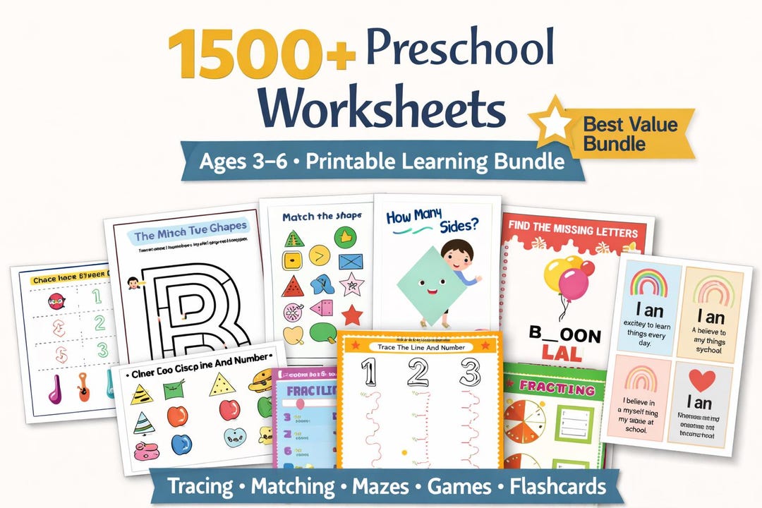 Preschool Learning Bundle | Alphabet Numbers Shapes Worksheets ...