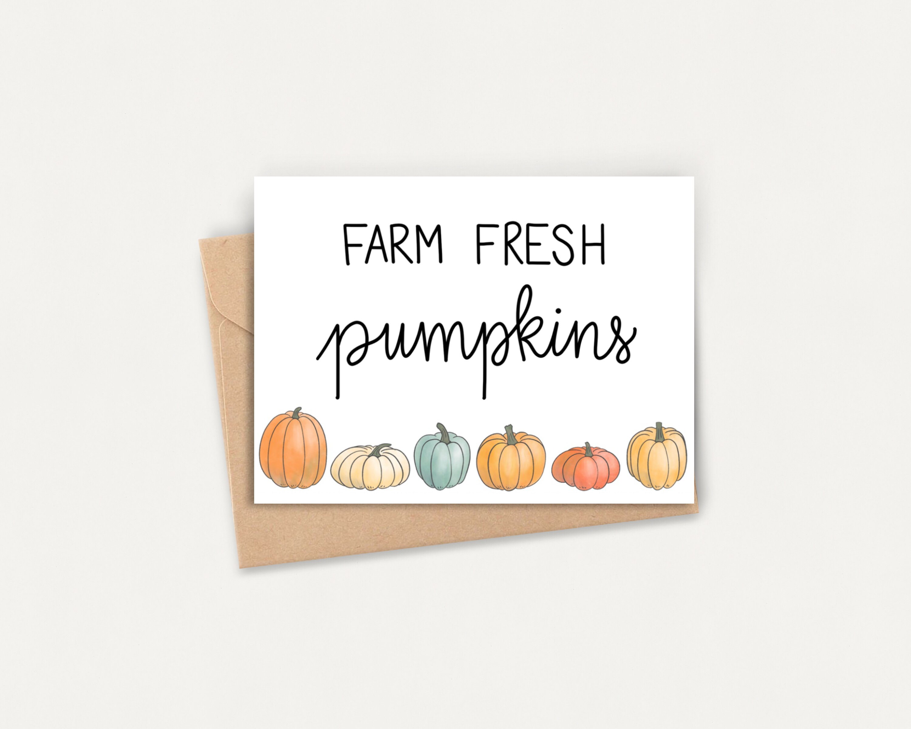 Printable Farm Fresh Pumpkins Fall Blank Card Printable Note Card ...
