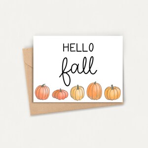 Printable Pumpkin Fall Blank Card Printable Note Card Hello Fall Note ...