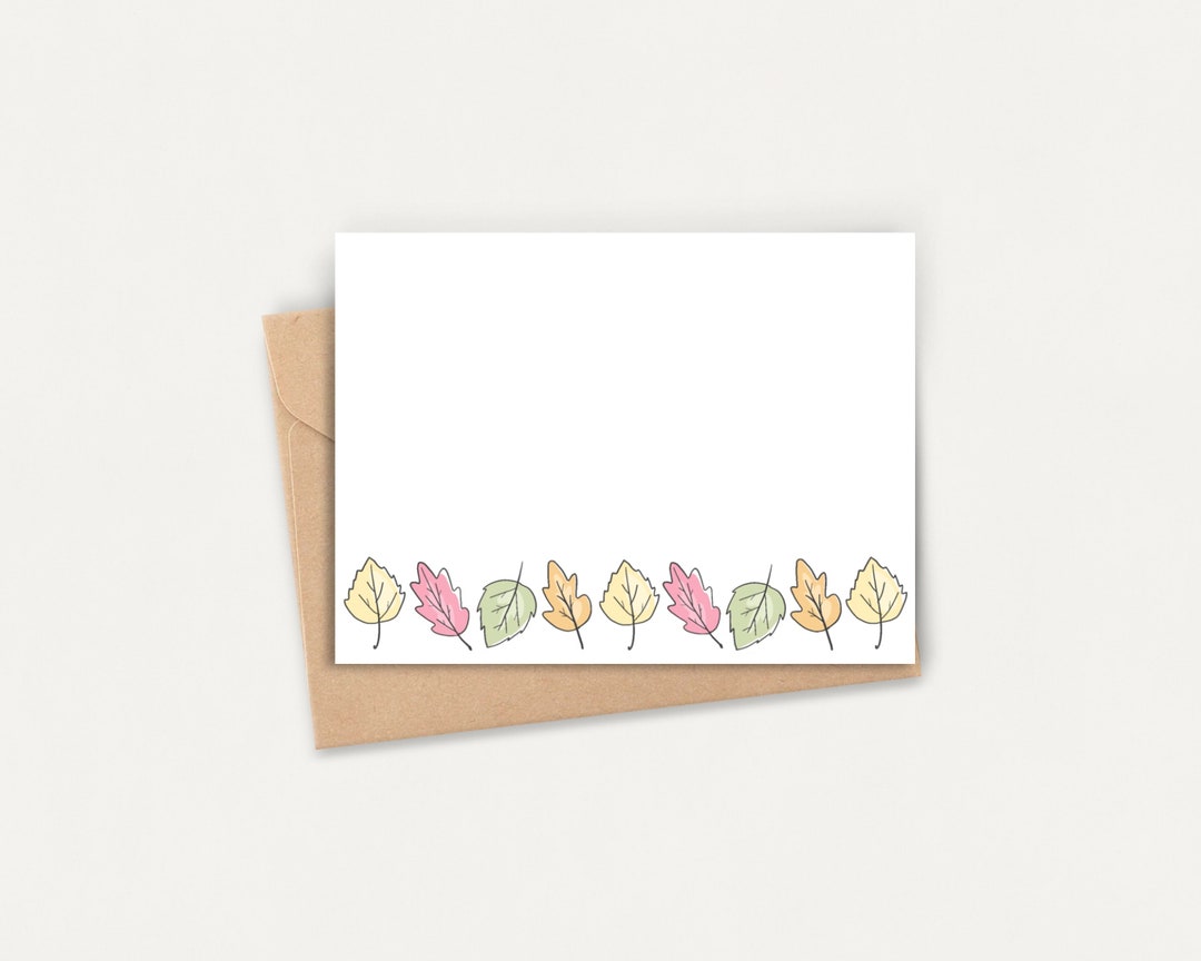 Printable Fall Blank Card Leaves Printable Note Card Fall Leaves Blank ...