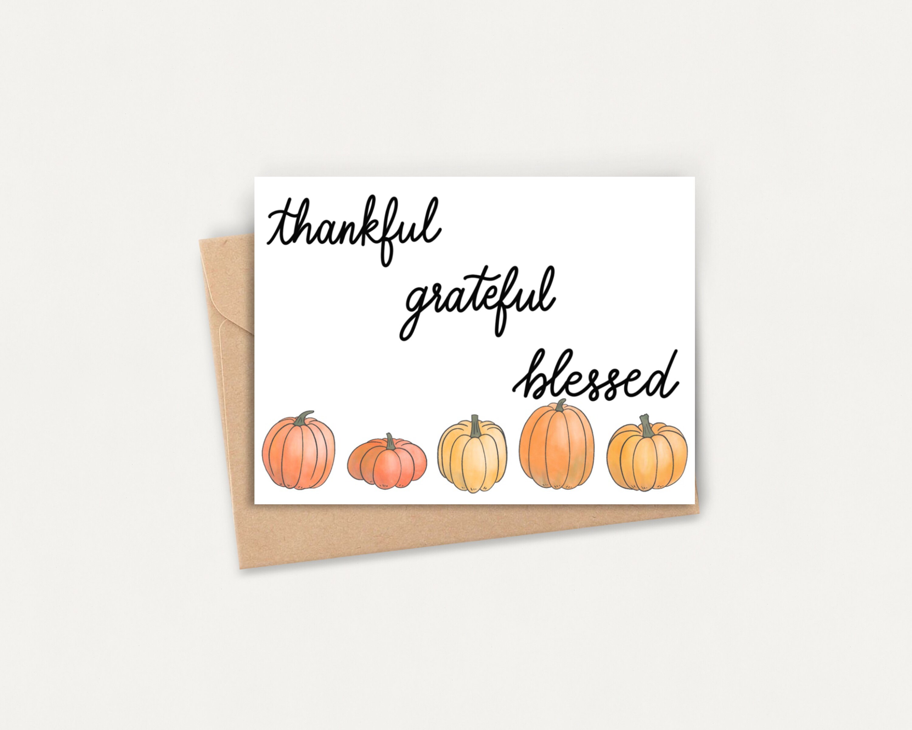 Printable Pumpkin Fall Blank Card | Printable Note Card | Thankful ...