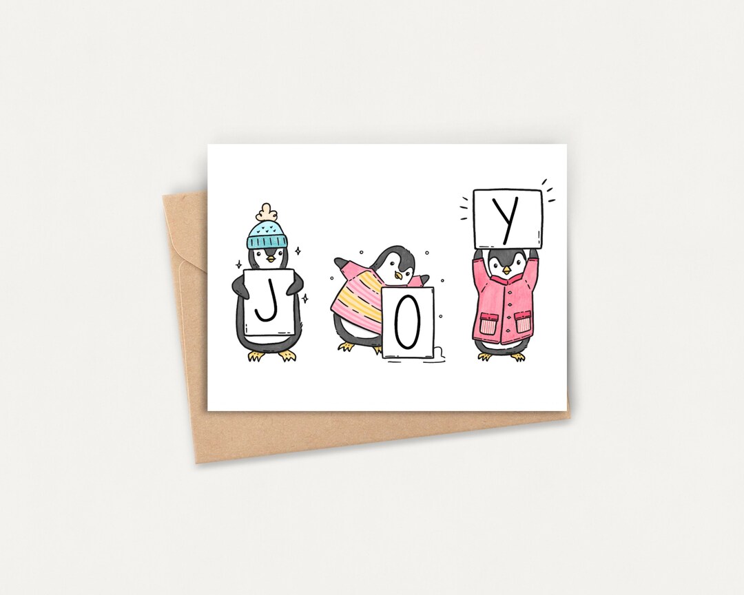 Printable Penguin Christmas Card | Kids Christmas Card | Merry ...