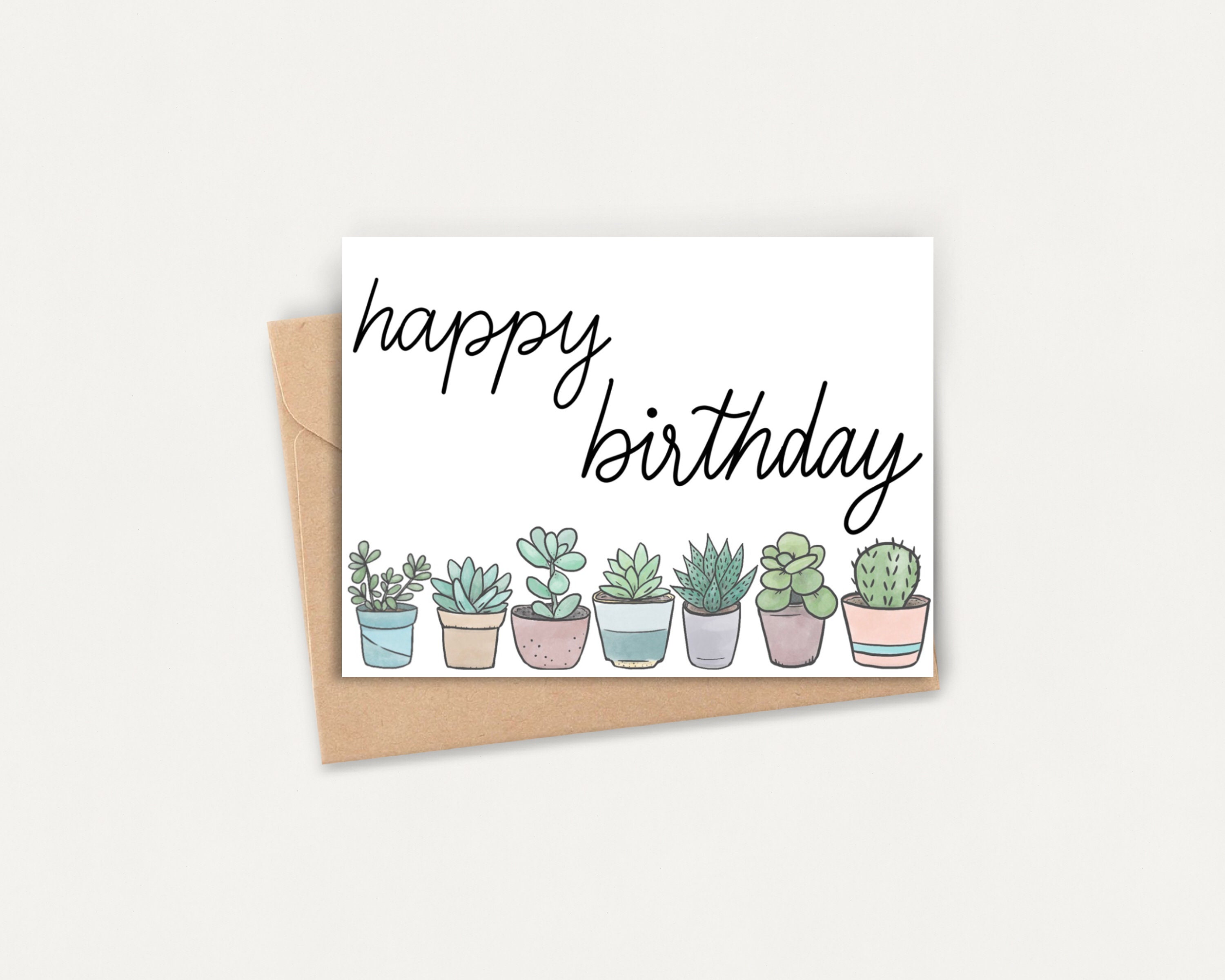Printable Happy Birthday Card Succulent Printable Birthday - Etsy