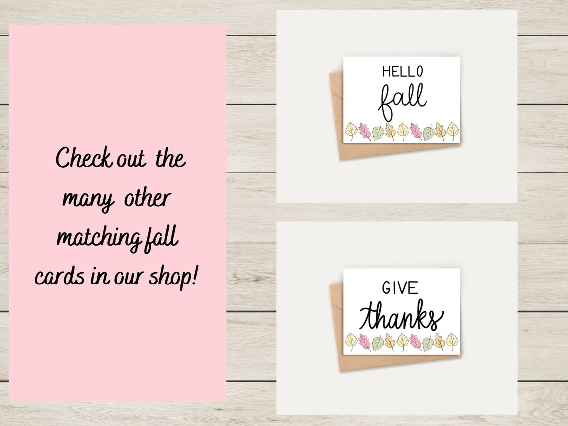Printable Fall Blank Card Leaves Printable Note Card Happy - Etsy