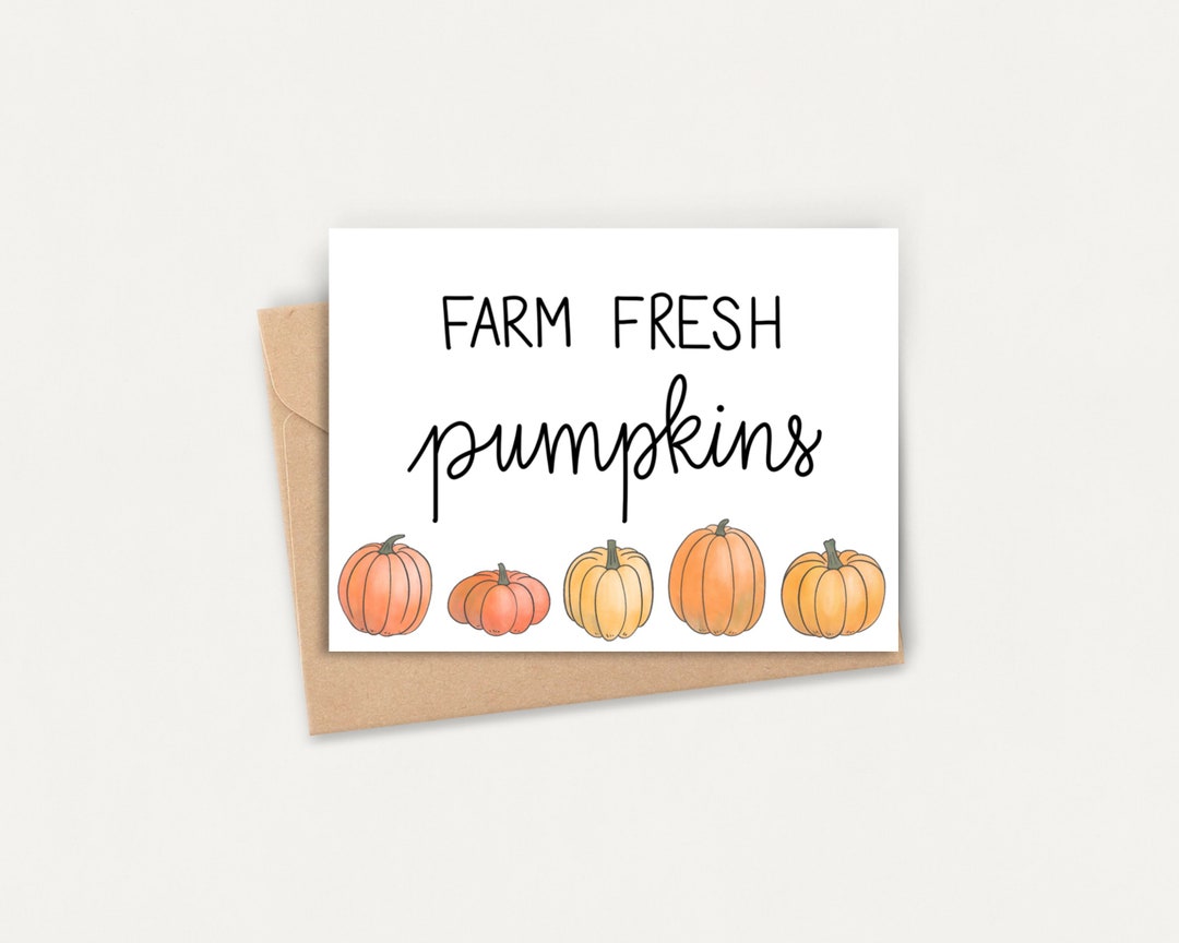 Printable Pumpkin Fall Blank Card Printable Note Card Farm - Etsy