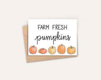 Printable Farm Fresh Pumpkins Fall Blank Card Printable Note Card ...
