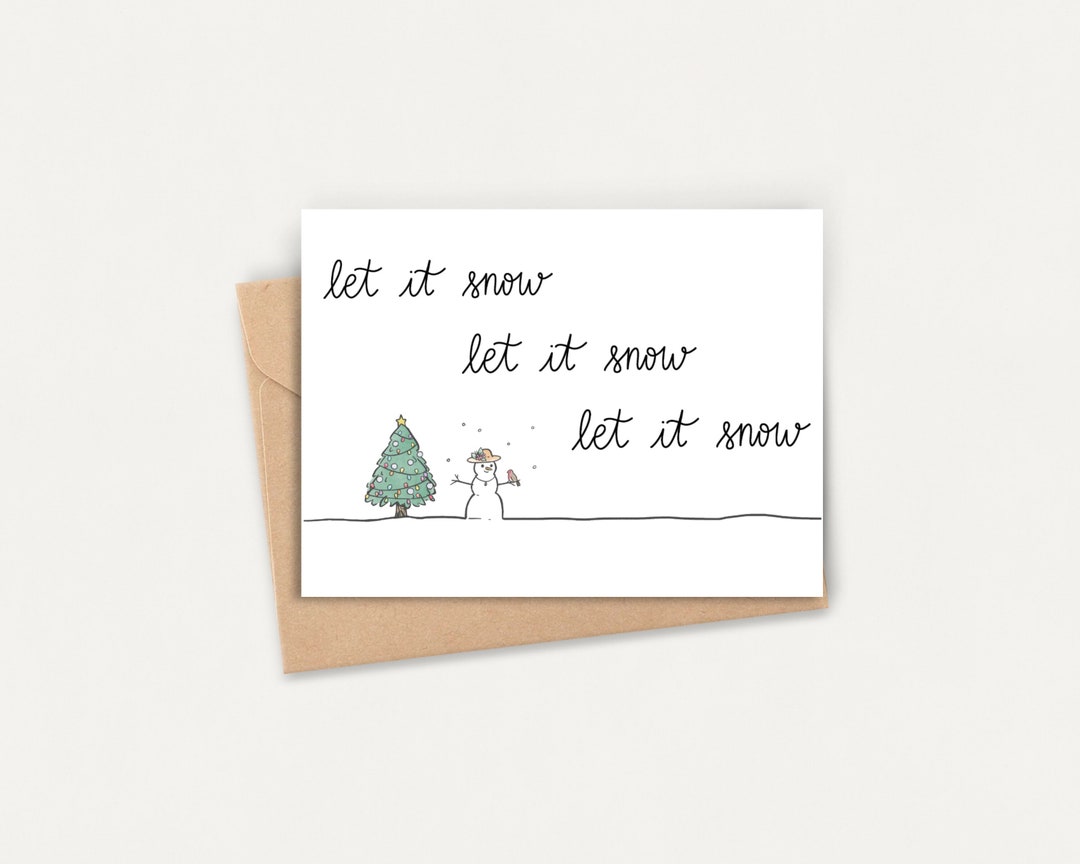 Printable Let It Snow Snowman Christmas Card Garden - Etsy