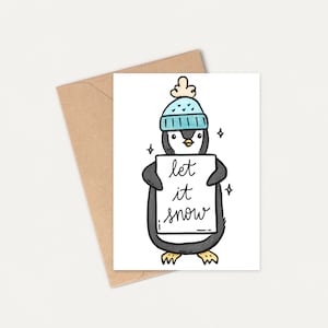 Printable Penguin Christmas Card Kids Christmas Card Merry - Etsy