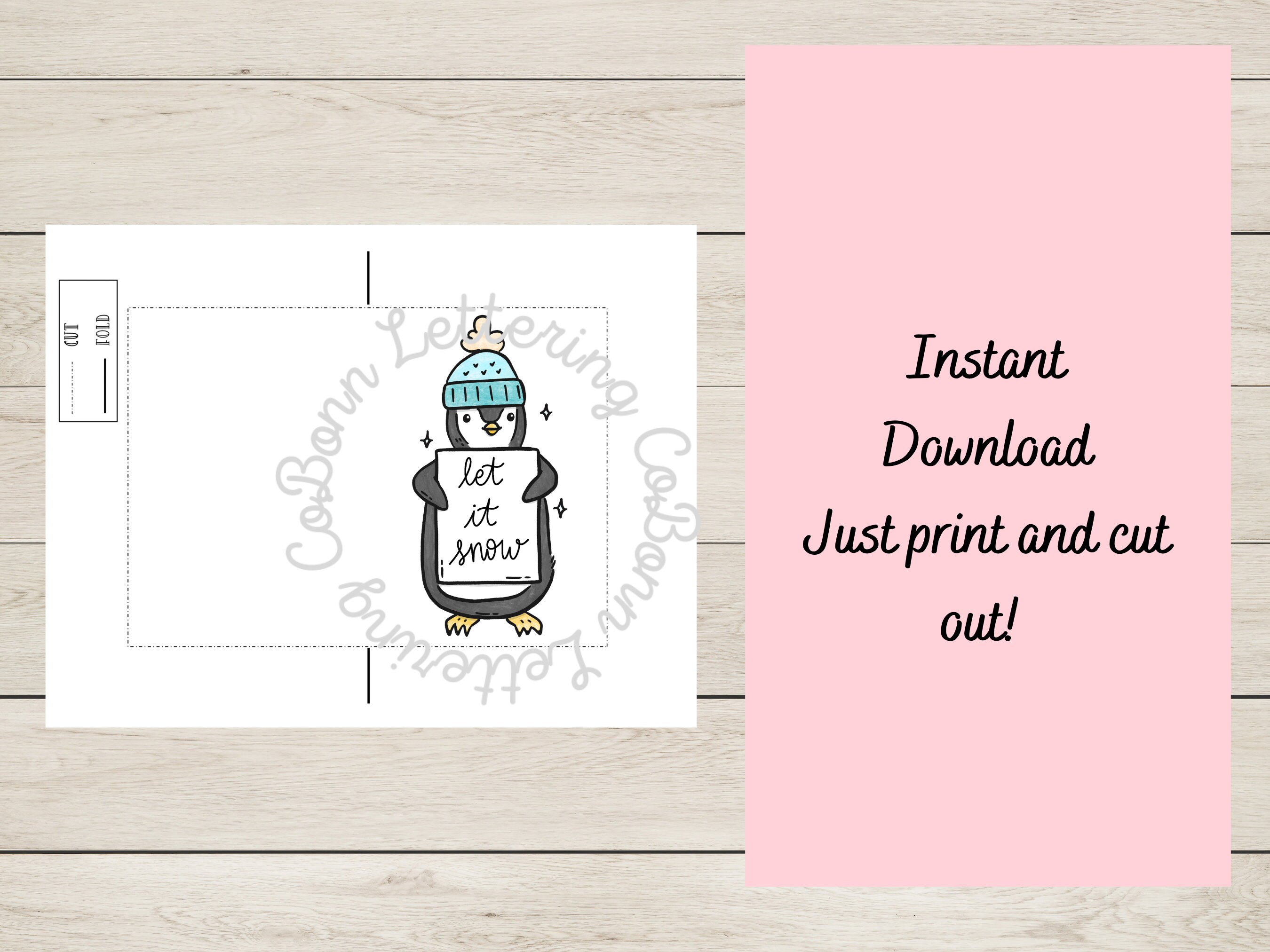 Printable Penguin Christmas Card Kids Christmas Card Merry - Etsy