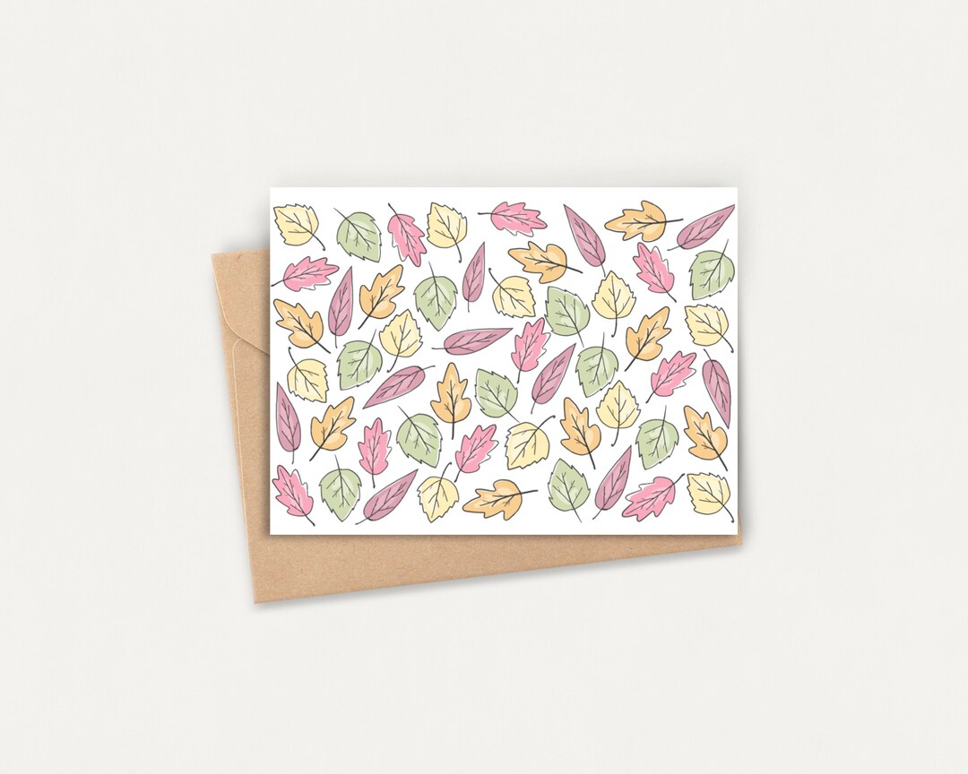 Printable Fall Blank Card Leaves Printable Note Card Autumn Leaves Note ...