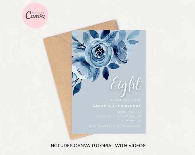 Floral Birthday Invitation Flower Birthday Invitation Child Birthday ...