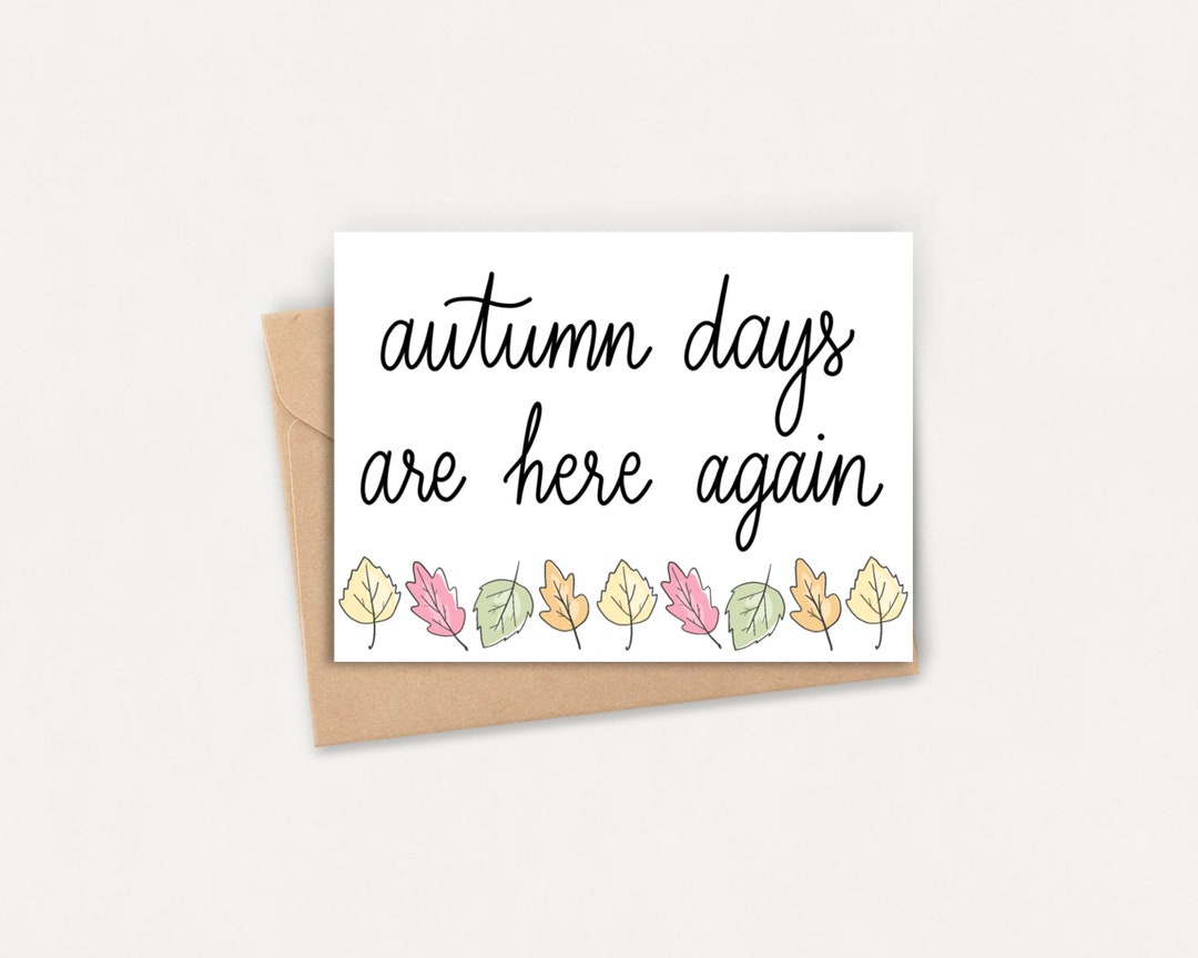 Printable Fall Blank Card Leaves Printable Note Card Autumn Days Are ...