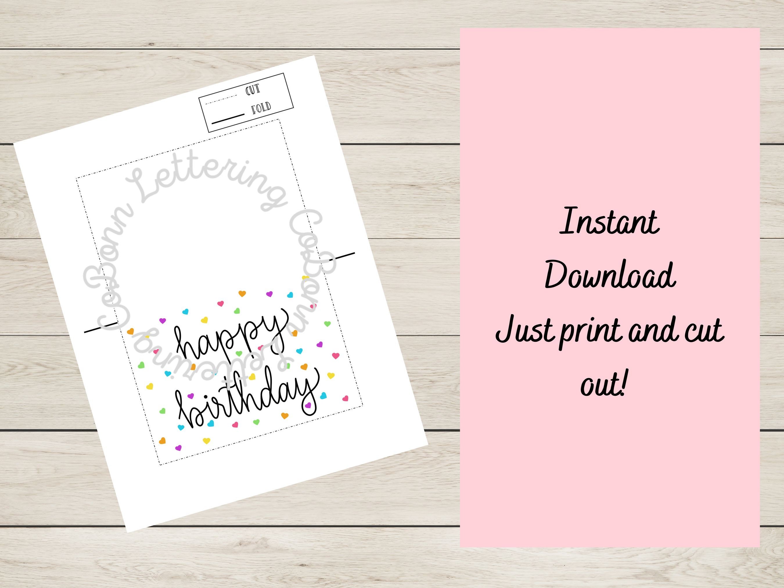 Printable Happy Birthday Card Hearts Teen Birthday Card Coworker ...