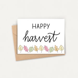 Printable Fall Blank Card Leaves Printable Note Card Happy Harvest Fall ...