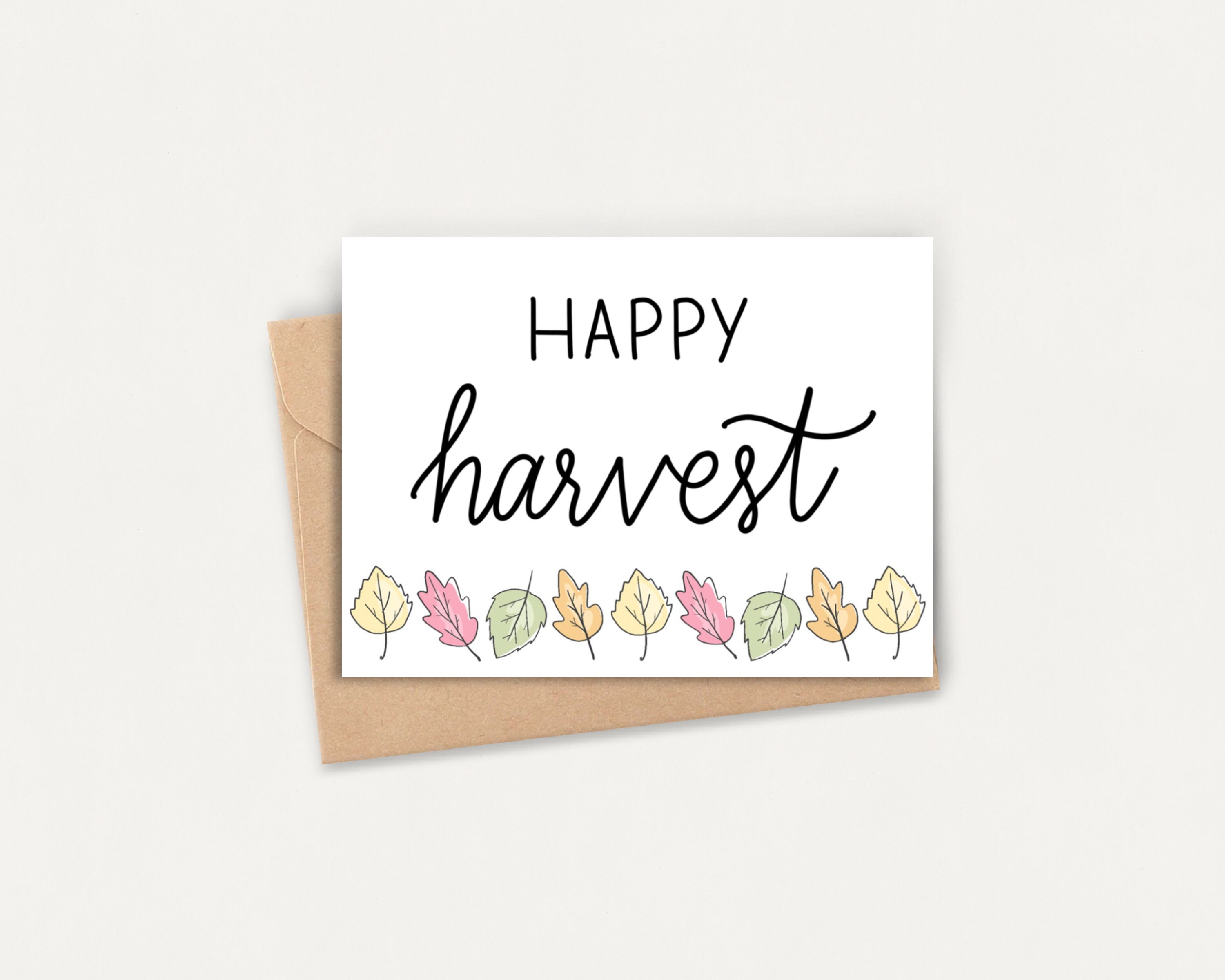 Printable Fall Blank Card Leaves Printable Note Card Happy Harvest Fall ...