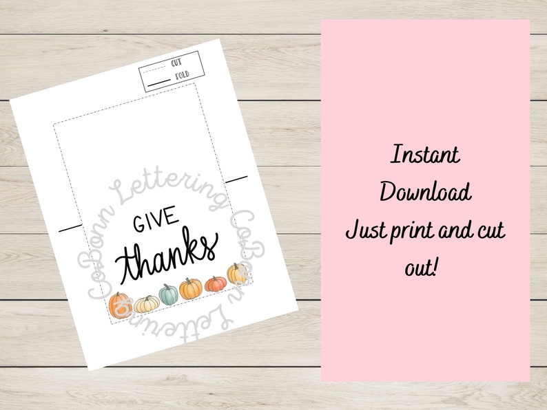 Printable Give Thanks Fall Blank Card Printable Note Card Thanksgiving ...