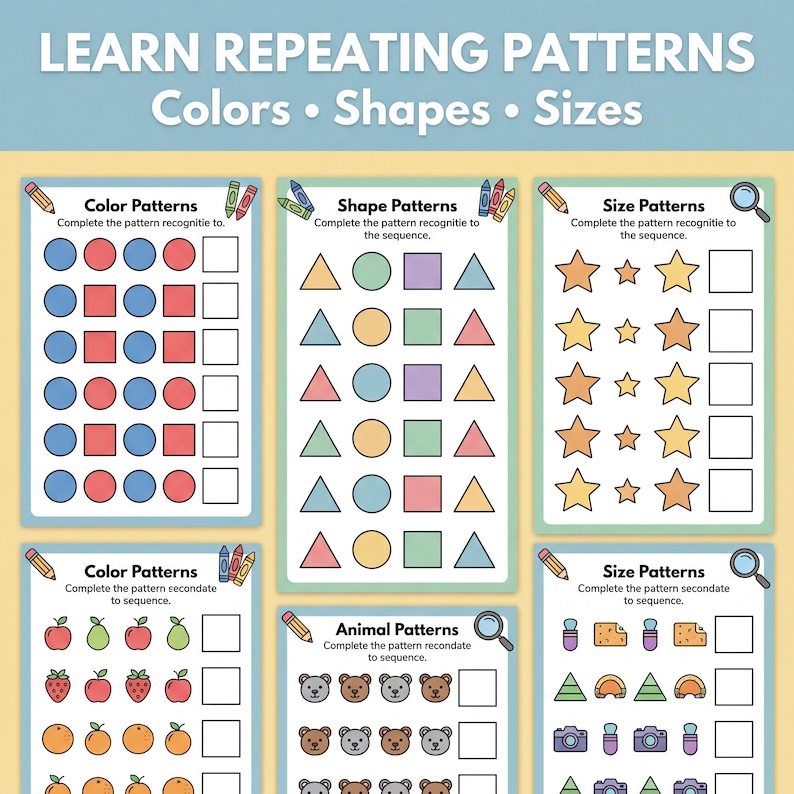 Repeating Pattern Activities for Kids Visual Patterns and Logic Skills ...