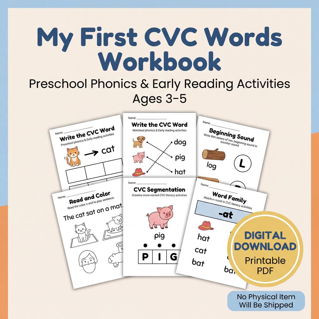 CVC Words Workbook | Learn to Read With Phonics Activities | Preschool ...