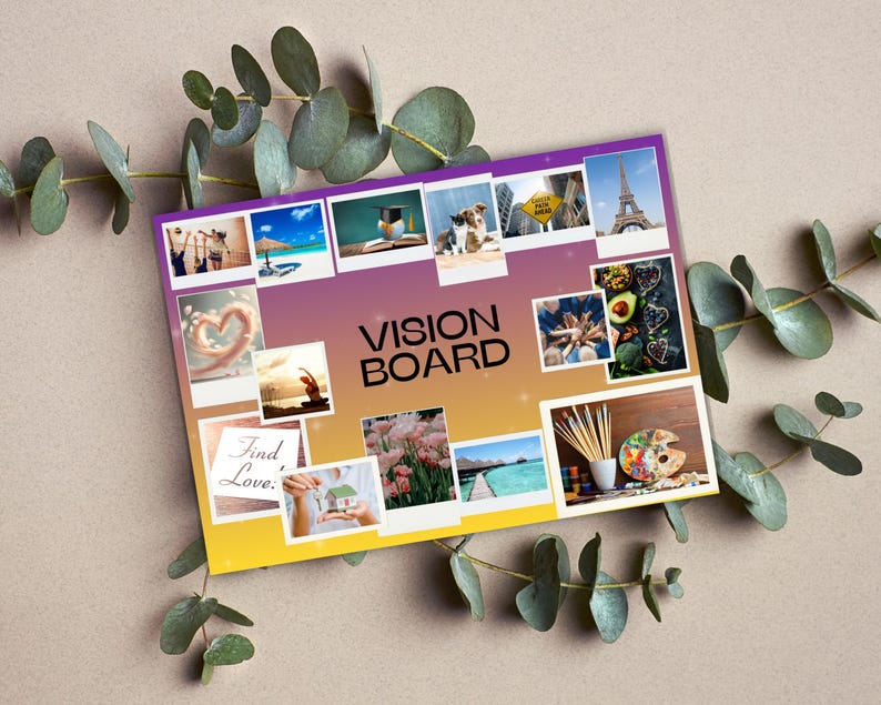 Vision Board Printable | A4 Vision Board Template | Digital Vision ...