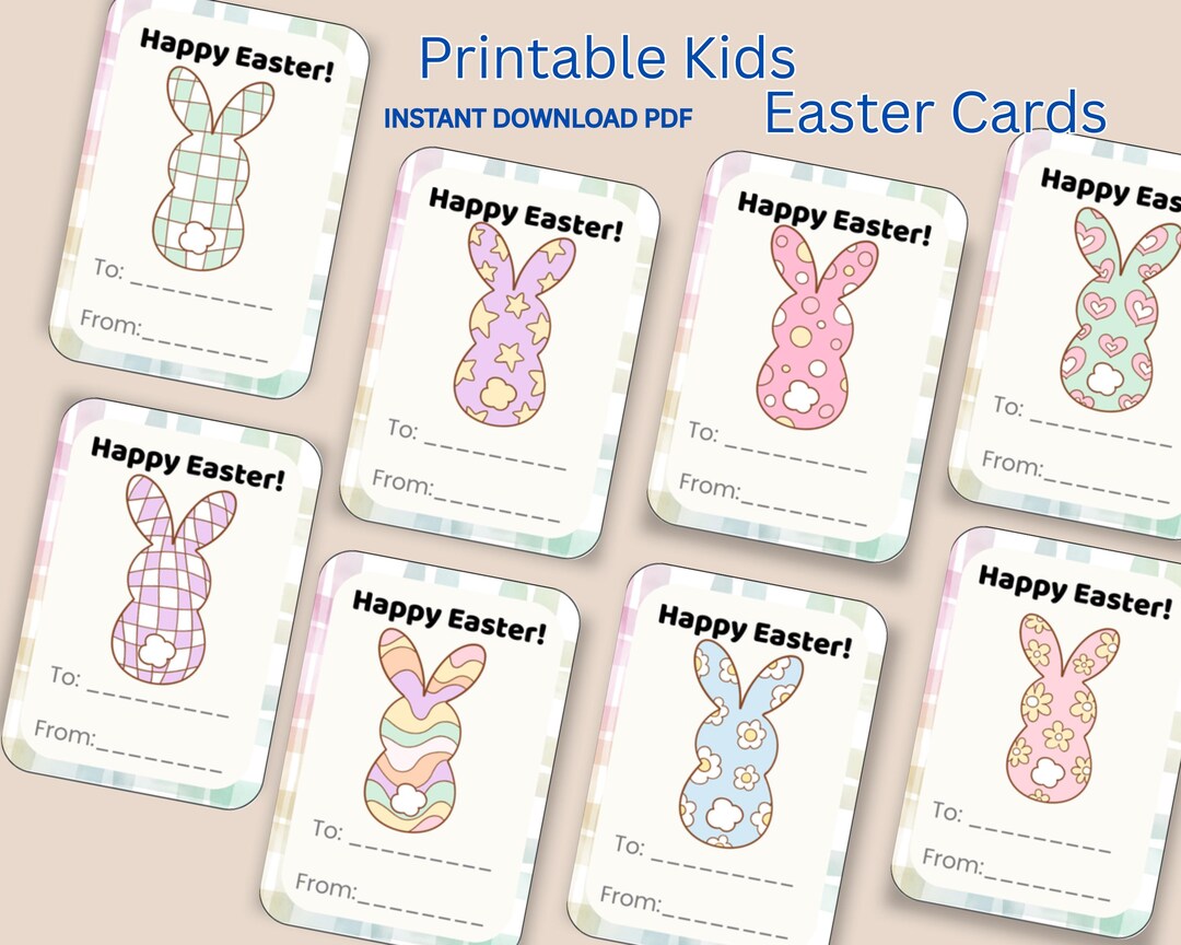 Printable Easter Bunny Mini Cards With to From, Pastel Bunny Treat ...