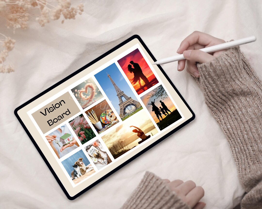 Neutral Beige Vision Board Template | Editable Canva Layout (instant ...
