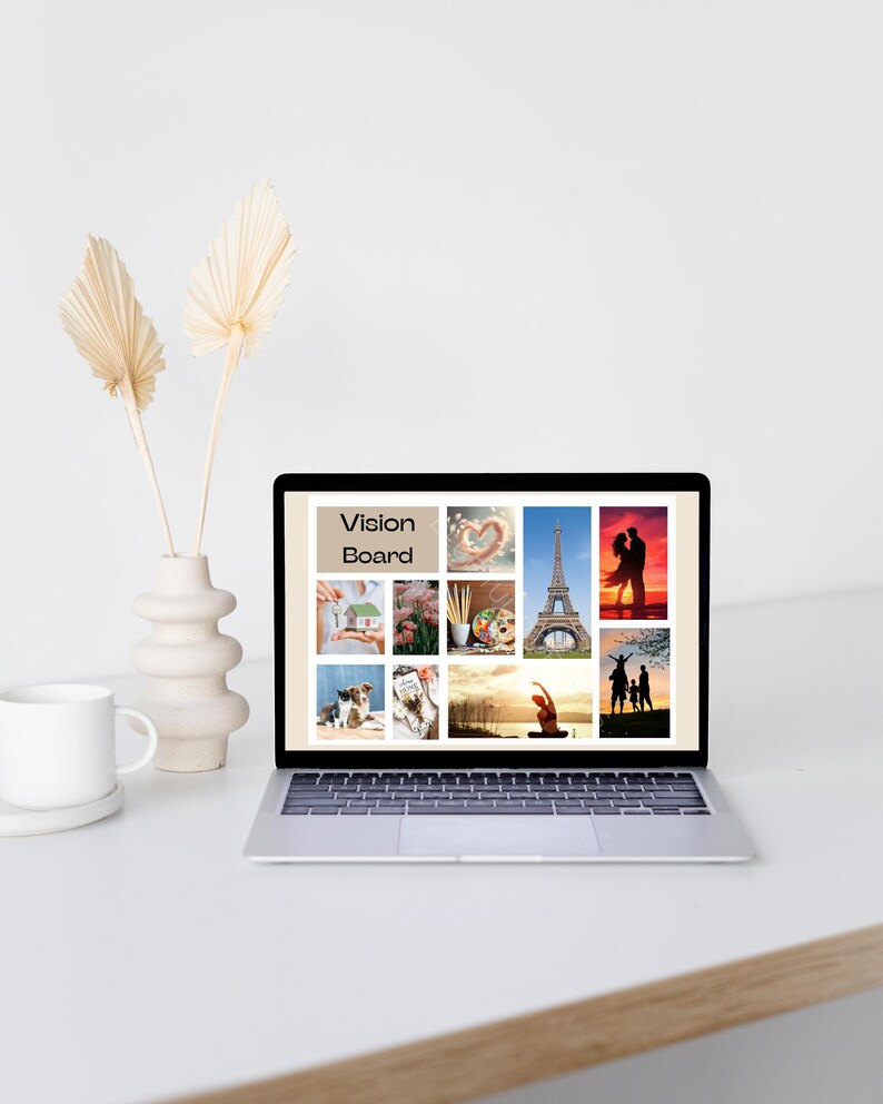 Neutral Beige Vision Board Template | Editable Canva Layout (instant ...