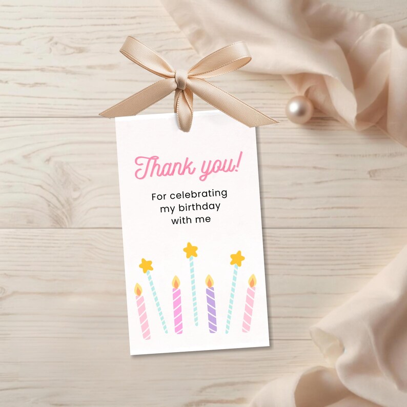 Printable Birthday Thank You Gift Tags, Pastel Happy Birthday Candles ...