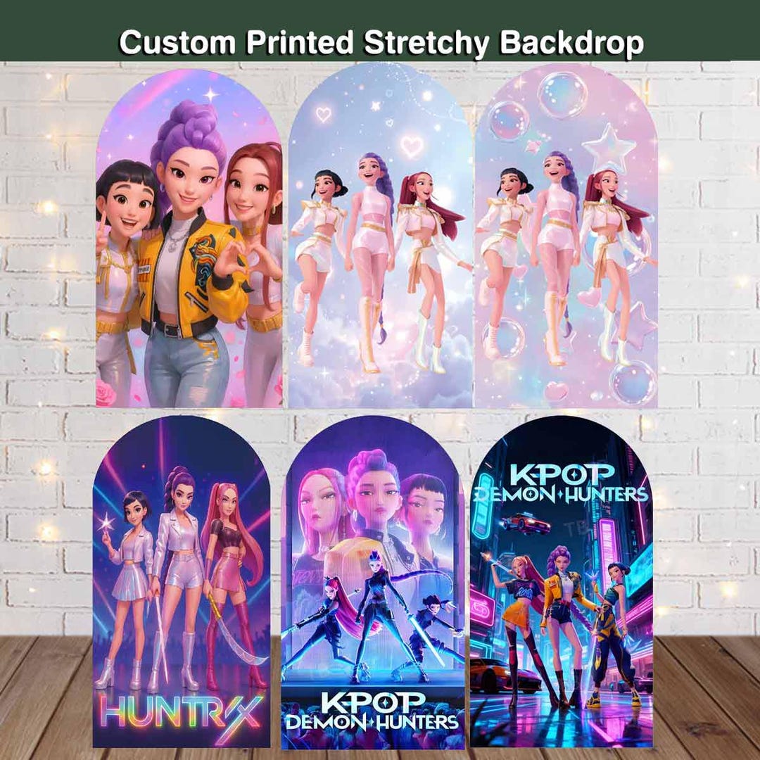 Demon Hunt Birthday Arch Backdrop Cover Girl Kids Party Rumi Zoey Baby ...