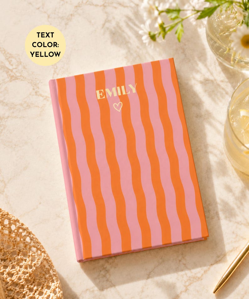 Personalized Striped Hardcover Journal, Custom Stripe Journal With Name ...