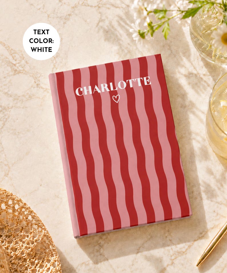 Personalized Striped Hardcover Journal, Custom Stripe Journal With Name ...