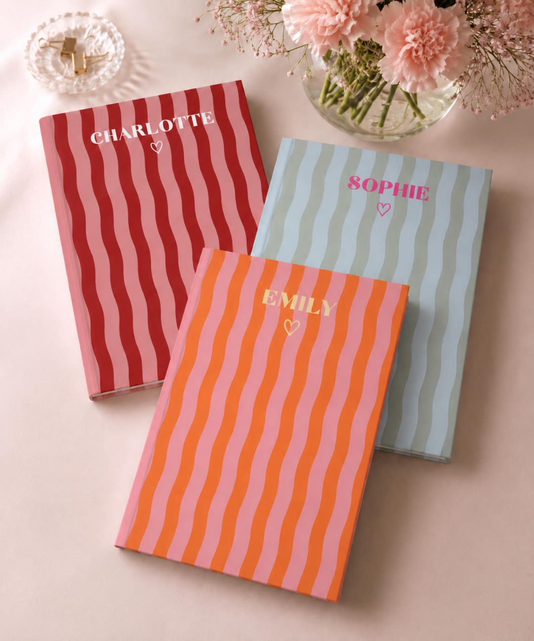 Personalized Striped Hardcover Journal, Custom Stripe Journal With Name ...