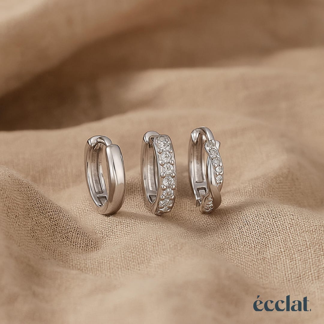 Stainless Steel Hoop Earring Set, 3pcs Huggie Hoop Earrings, Cubic ...
