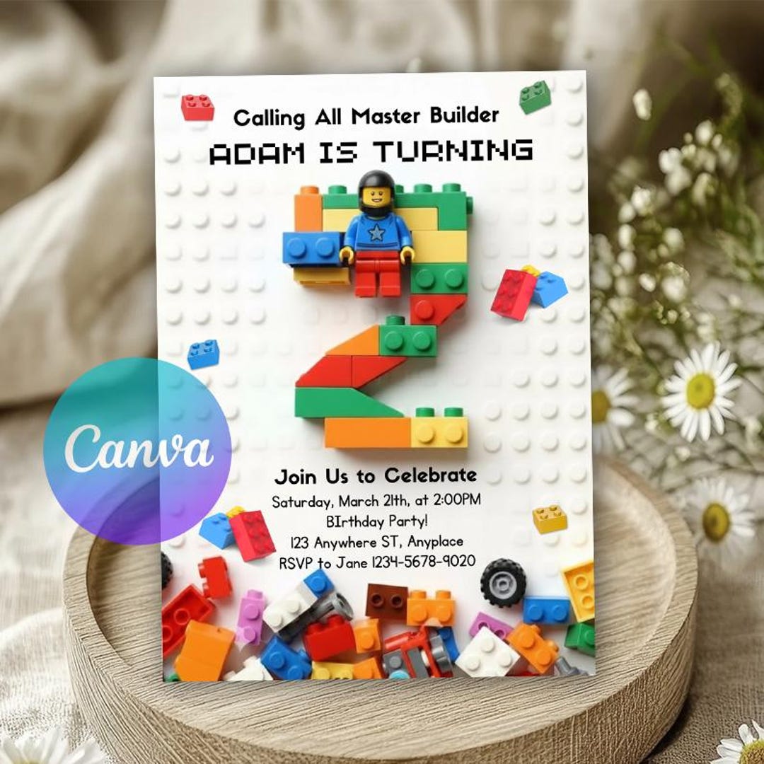 Building Blocks Invitation, 2th Birthday Blocks Birthday Party ...