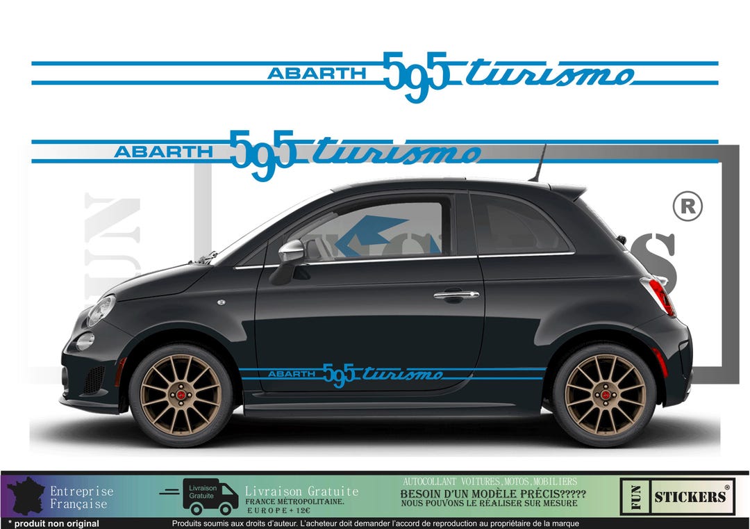 Fiat 500 Style Turismo Stickers - Grand Touring Side Stripe Kit ...