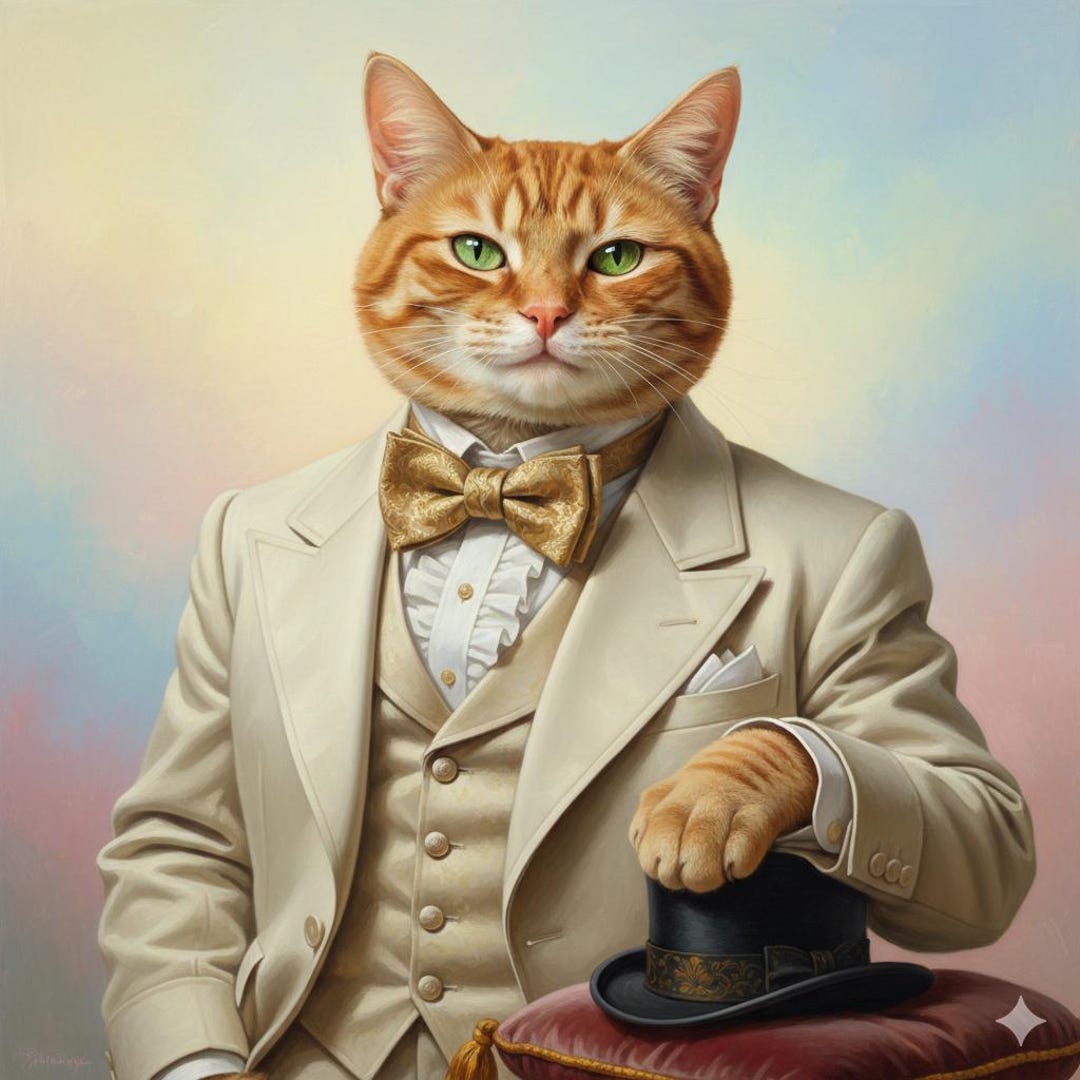 Funny Male Cat Portrait From Photo | Custom Cat Art | Humorous Cat ...