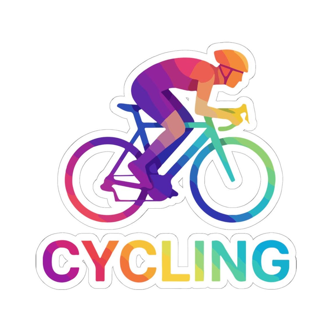Rainbow Cycling Sticker | Kiss-cut Sticker - Etsy