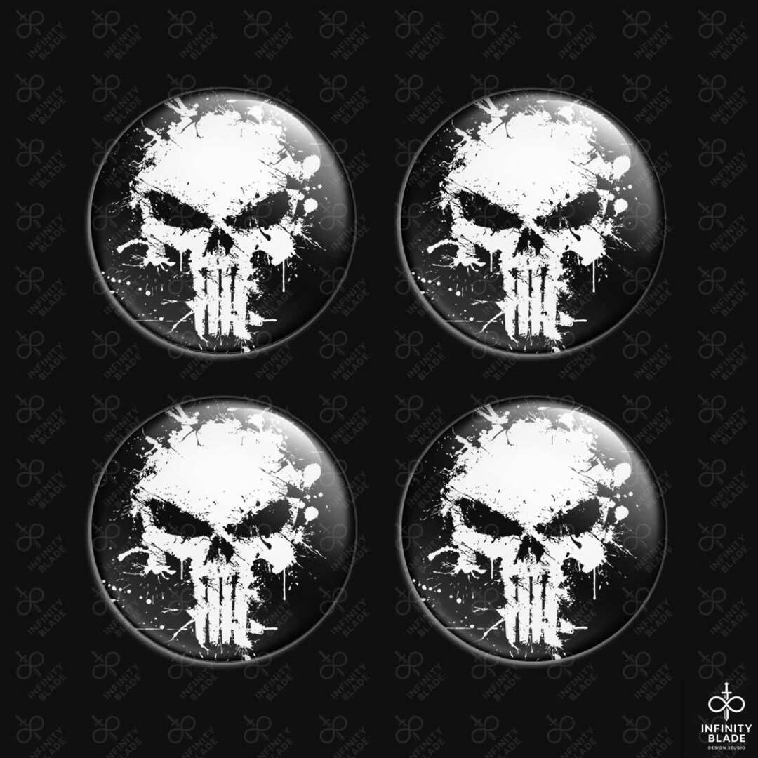 Skull Gloss 3D Resin Rim Emblems | Wheel Center Cap Overlay Decals ...