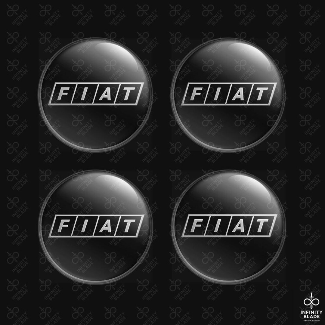 Fiat Gloss 3D Resin Rim Emblems | Wheel Center Cap Overlay Decals ...