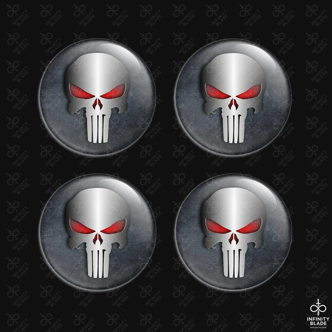 Skull Gloss 3D Resin Rim Emblems | Wheel Center Cap Overlay Decals ...