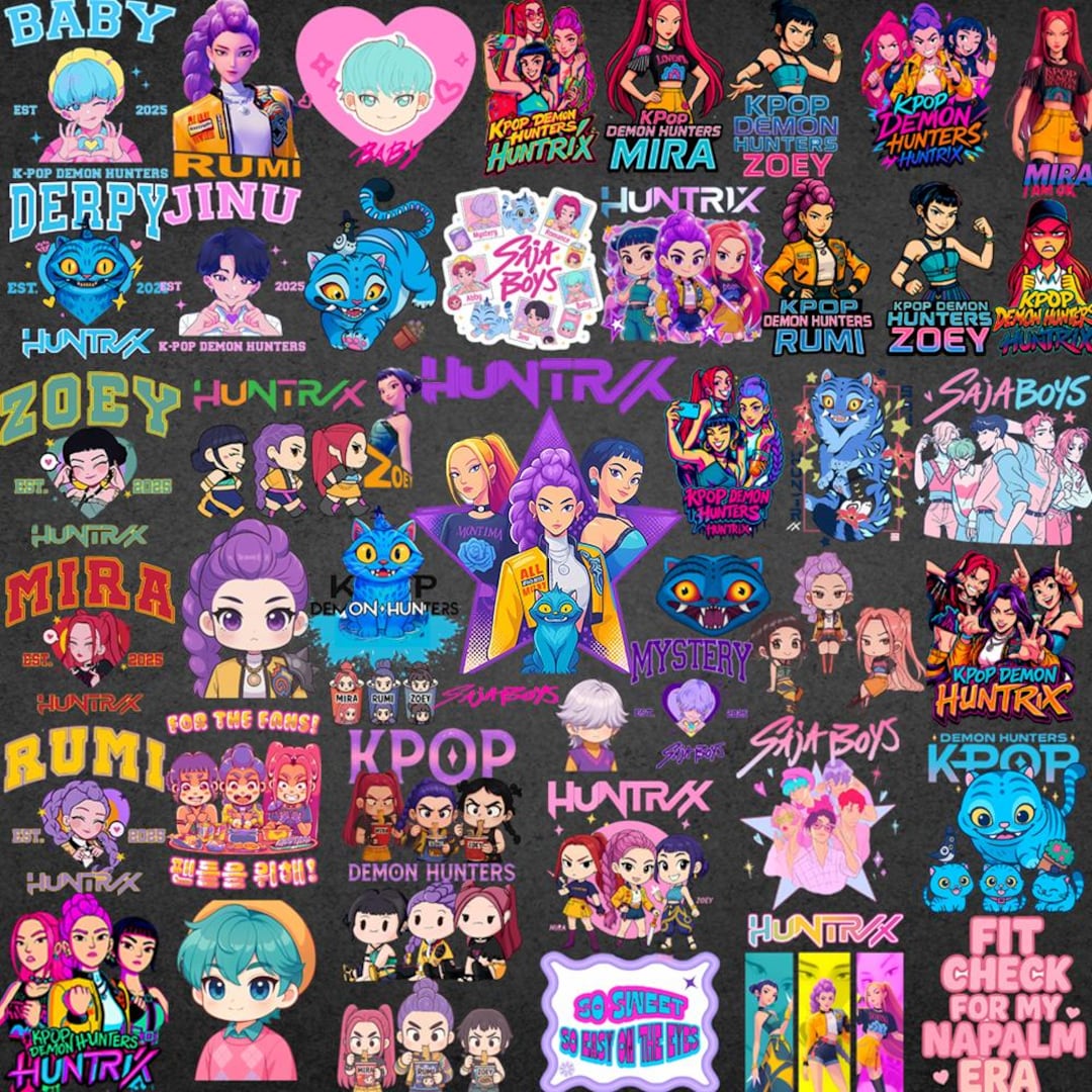 Kpop Demon Hunter PNG Bundle, Sa-ja Band Clipart, Hun-trix Mi.ra Ru.mi ...