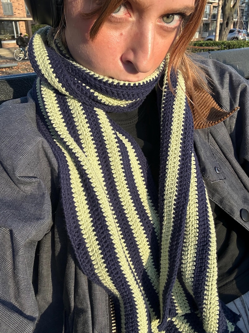 Easy Beginner Crochet Striped Scarf Pattern (PDF Pattern) - Etsy