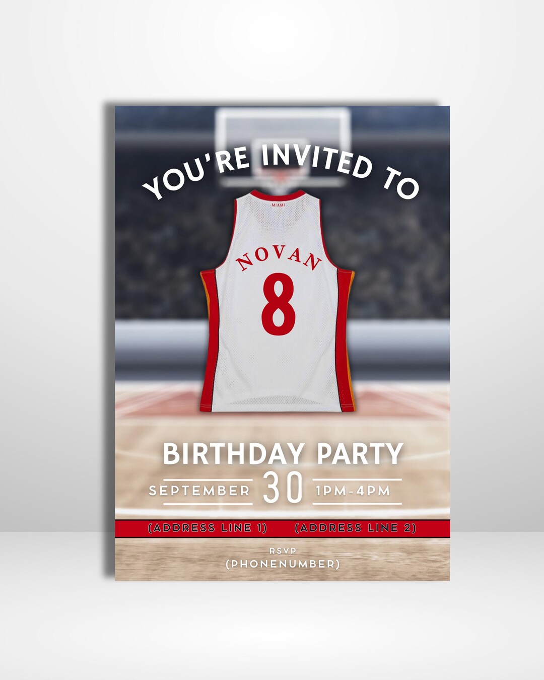 Miami Heat Themed Basketball Invitation Template – Editable Sports ...