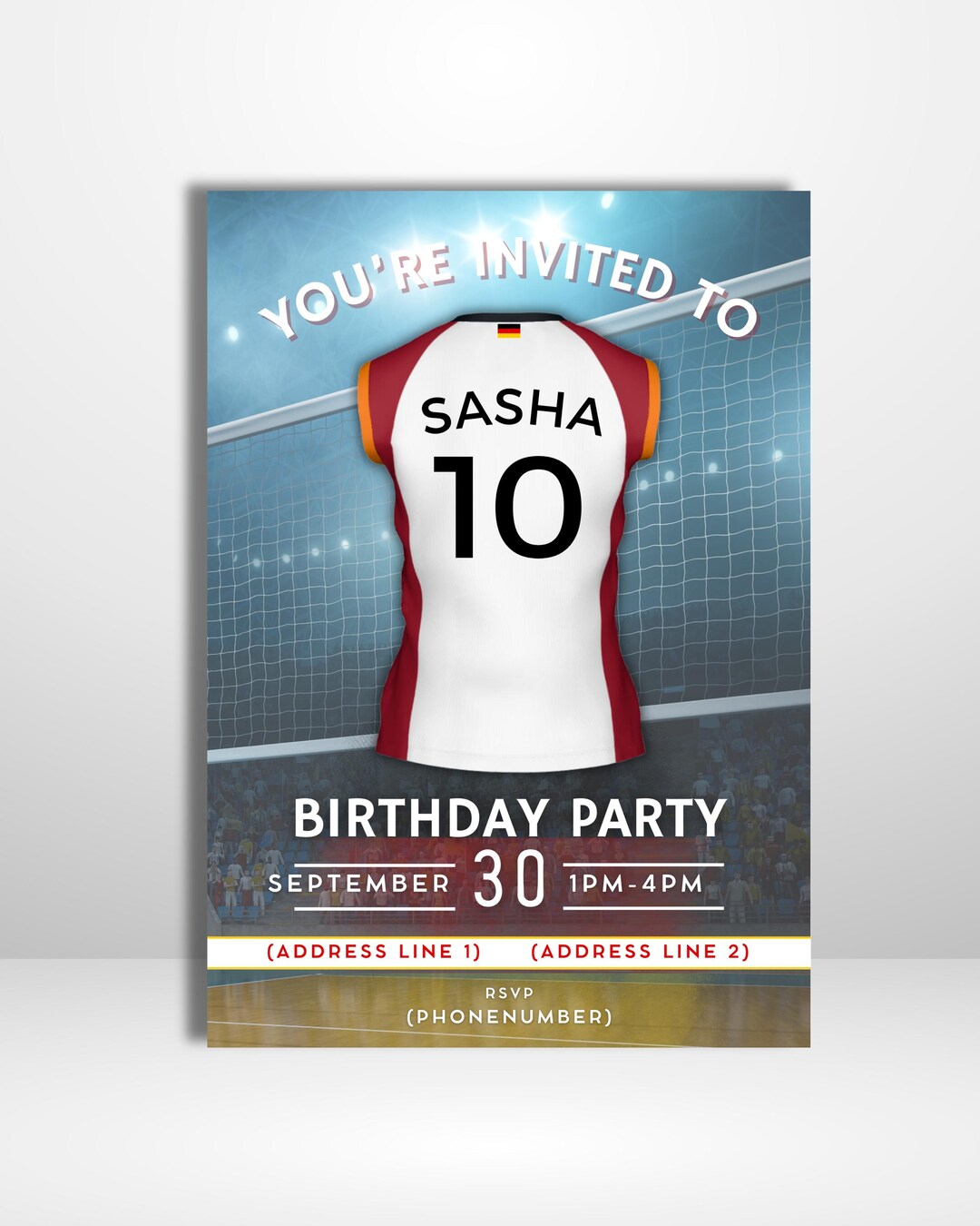 Editable Germany National Team Volleyball Birthday Invitation ...