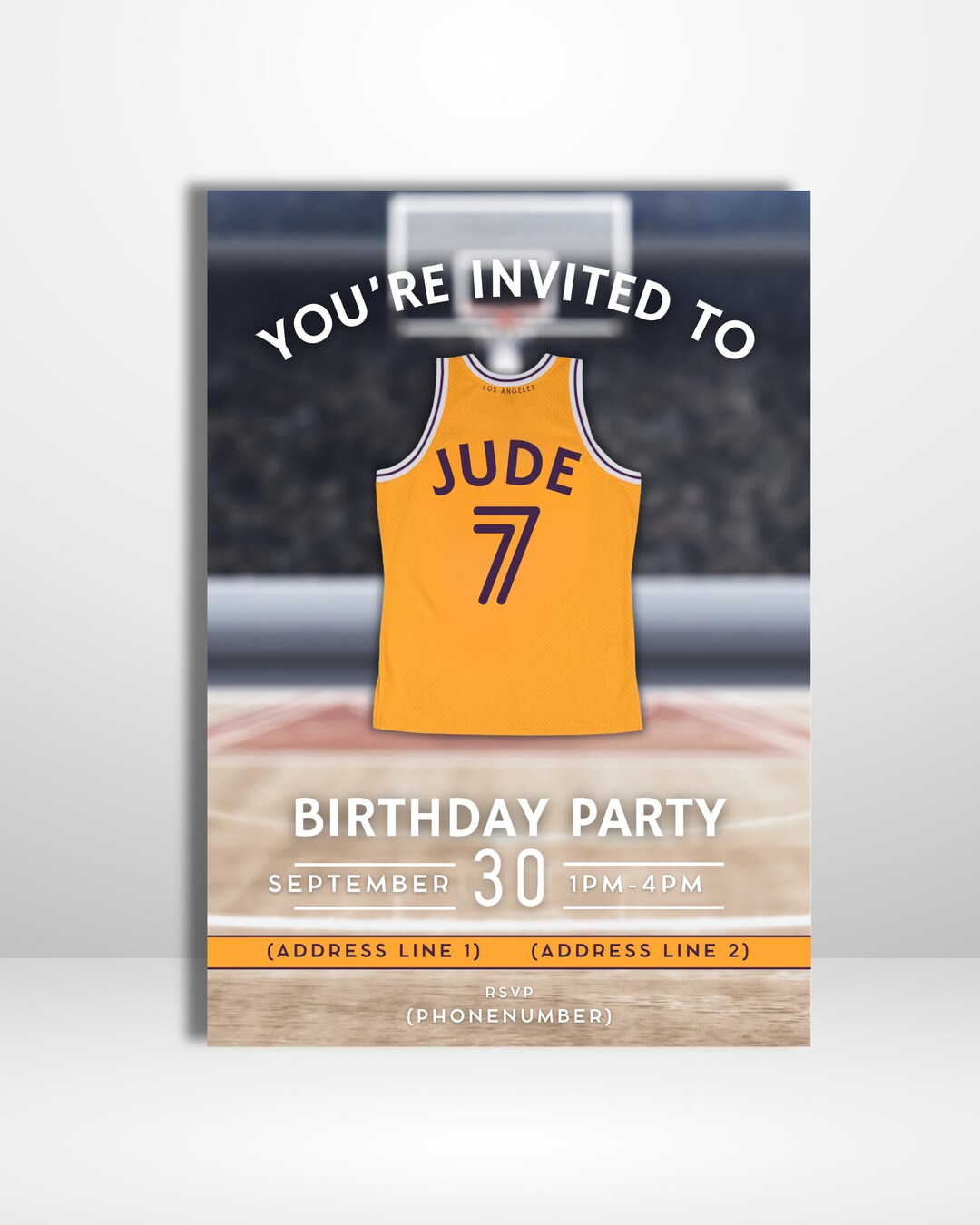 Los Angeles Lakers Themed Basketball Invitation Template – Editable ...