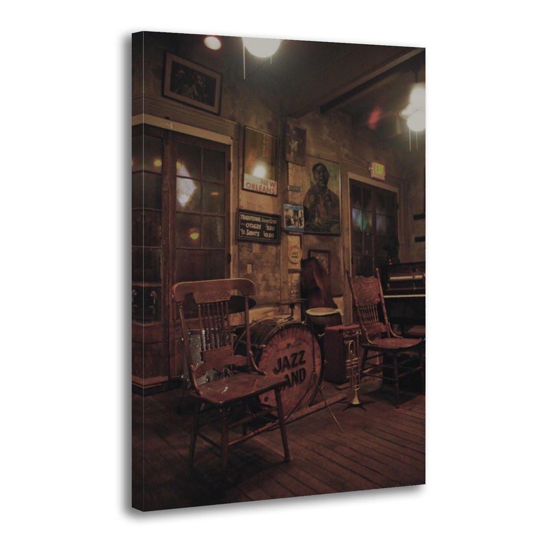 Vintage New Orleans Jazz Club Print Rustic Music Room Wall Art Jazz ...