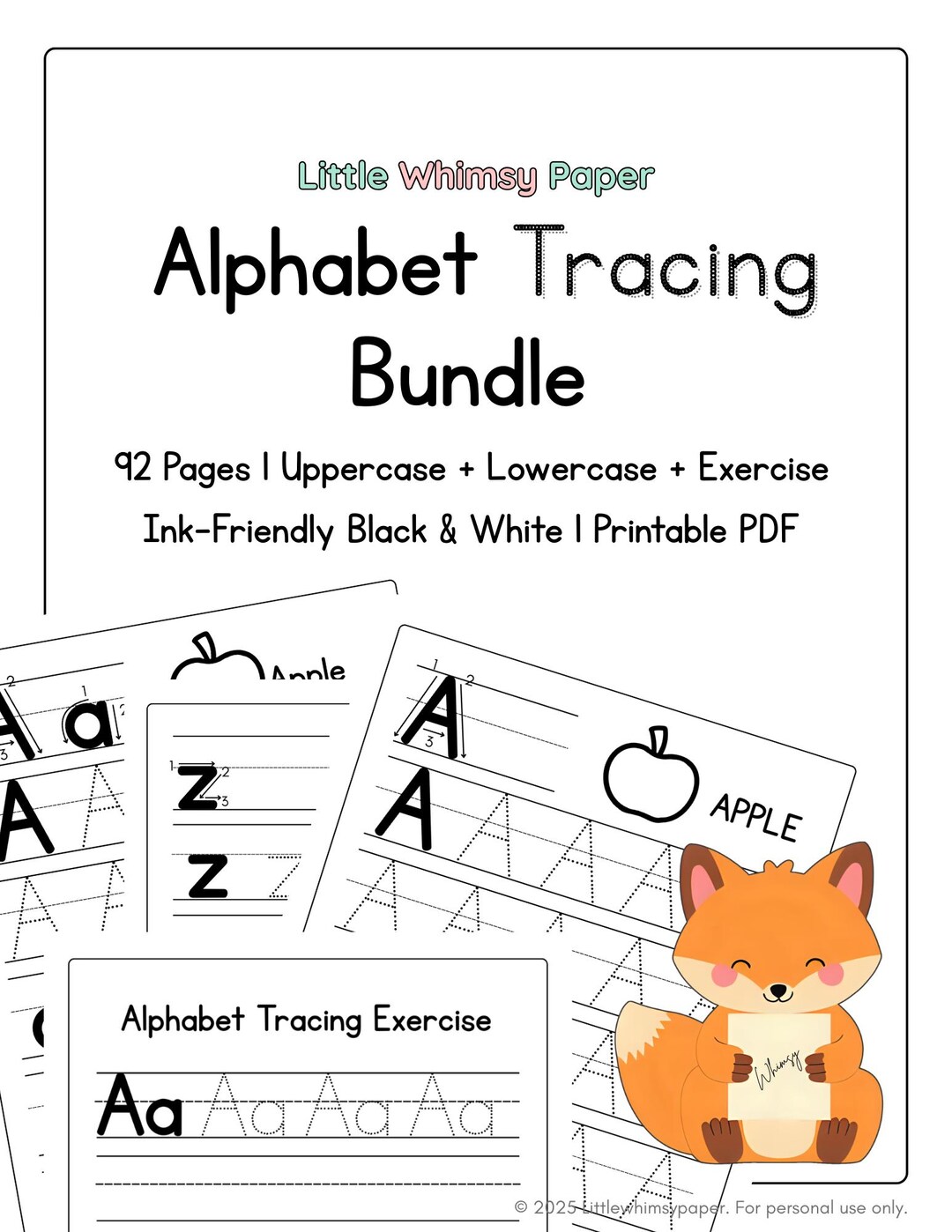 92 Pages - Alphabet Tracing Bundle | Uppercase + Lowercase + Practice ...