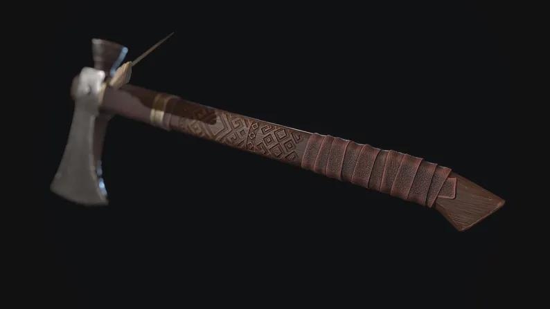 Decorated Tomahawk Axe | Hand Forged Carbon Steel Axe With Wooden ...