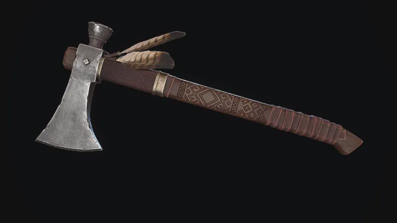Decorated Tomahawk Axe | Hand Forged Carbon Steel Axe With Wooden ...