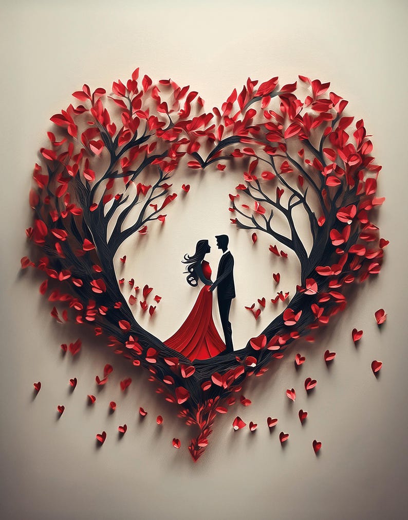 Heart Tree Couple Love Art - Etsy
